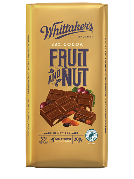 Whittaker's - Chocolate Bar - Fruit & Nut - 200g – Grace In The kitchen